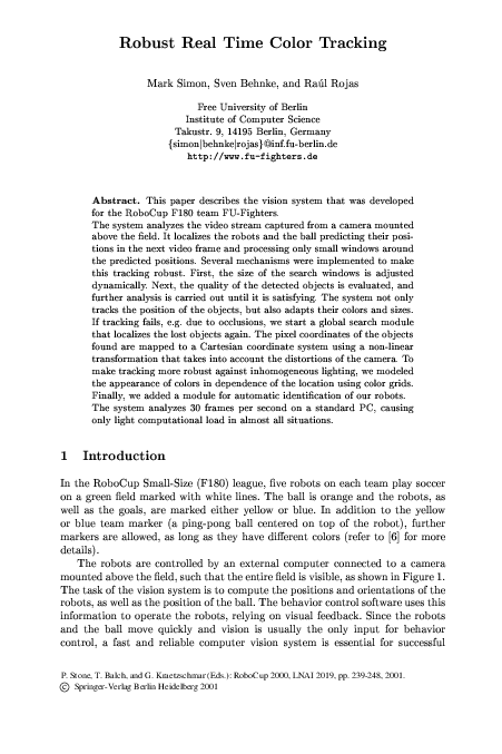 (PDF) Robust Real Time Color Tracking