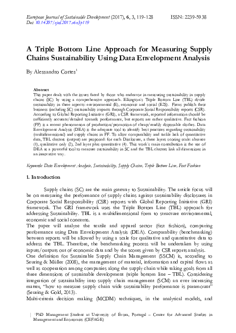 (PDF) A Triple Bottom Line Approach for Measuring Supply Chains ...