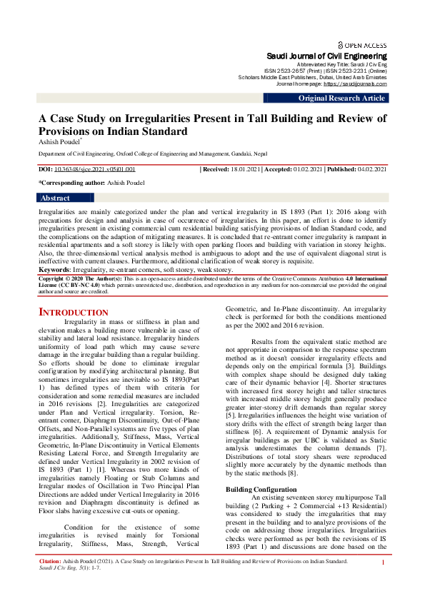 (PDF) A Case Study on Irregularities Present in Tall Building and ...