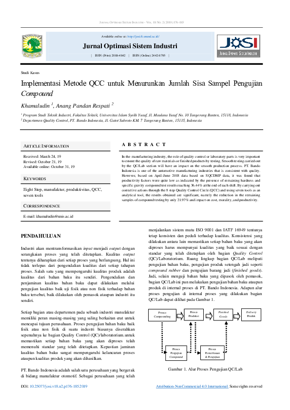 (PDF) Implementasi Metode QCC untuk Menurunkan Jumlah Sisa Sampel Pengujian Compound