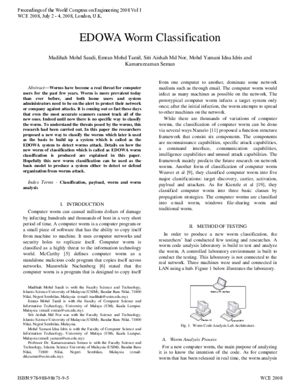 (PDF) EDOWA worm classification
