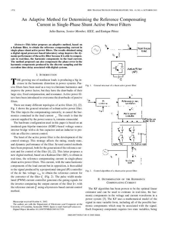 (PDF) An adaptive method for determining the reference compensating current in single-phase ...