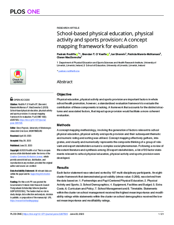 (PDF) School-based physical education, physical activity and sports provision: A concept mapping ...