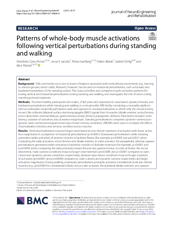 (PDF) Patterns of whole-body muscle activations following vertical ...