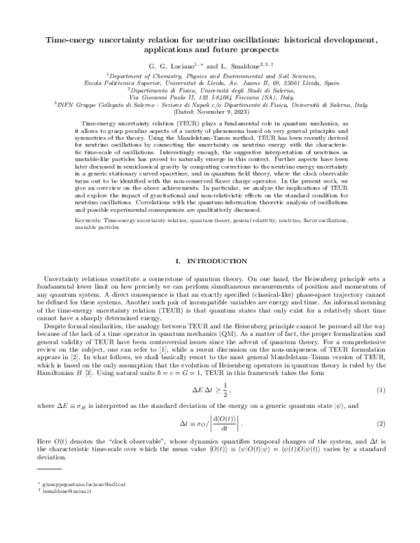 (PDF) Time-energy uncertainty relation for neutrino oscillations ...