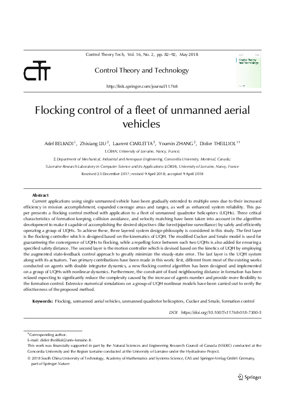 (PDF) Flocking control of a fleet of unmanned aerial vehicles