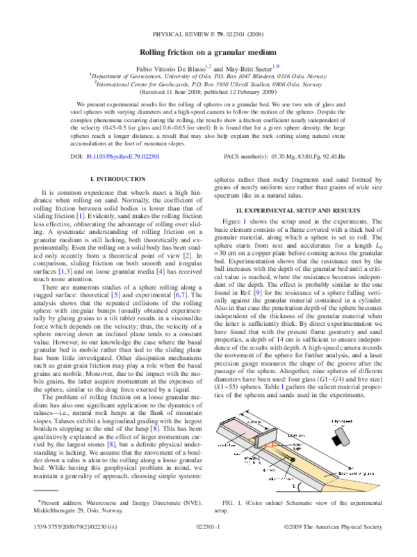(PDF) Rolling friction on a granular medium
