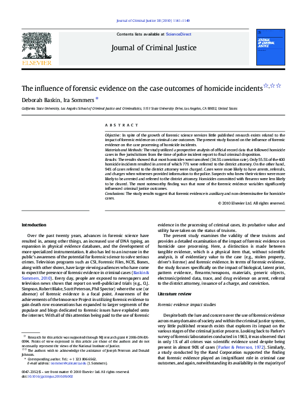 (PDF) The influence of forensic evidence on the case outcomes of ...