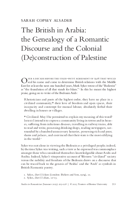 (PDF) The British in Arabia: the Genealogy of a Romantic Discourse and ...