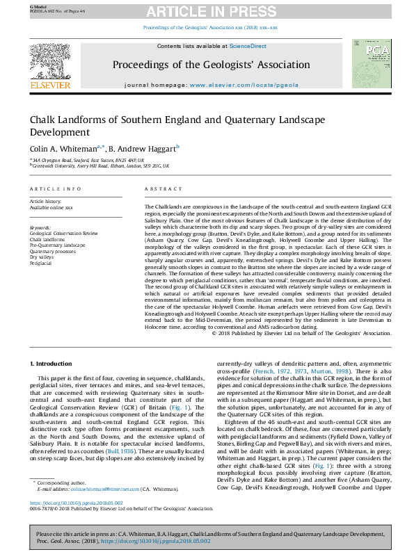 (PDF) Chalk Landforms and Quaternary Development in SE England