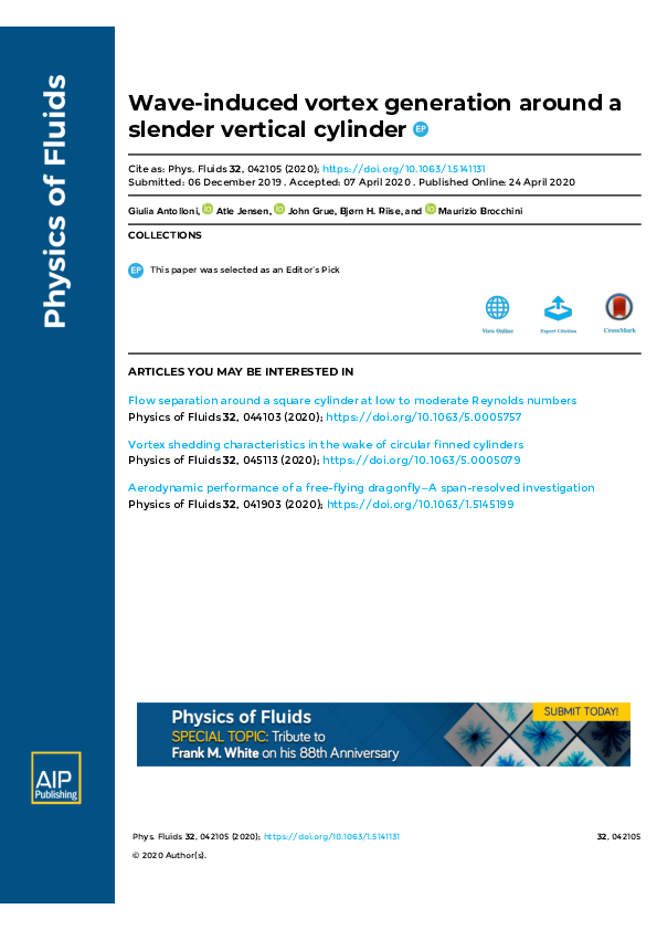 (PDF) Wave-induced vortex generation around a slender vertical cylinder