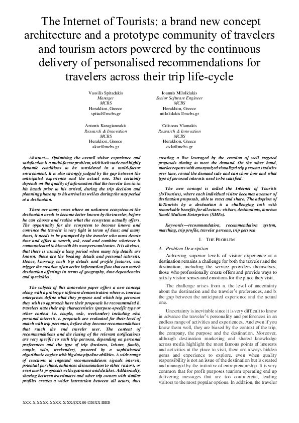 (PDF) Τhe Internet of Tourists: a brand new concept architecture and a ...