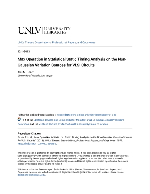 (PDF) Max Operation in Statistical Static Timing Analysis on the Non ...