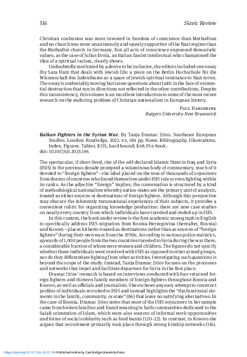(PDF) "Balkan Fighters in the Syrian War" (Book review)