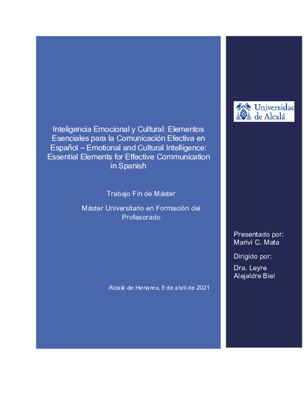 (PDF) Inteligencia Emocional y Cultural: Elementos Esenciales para la ...