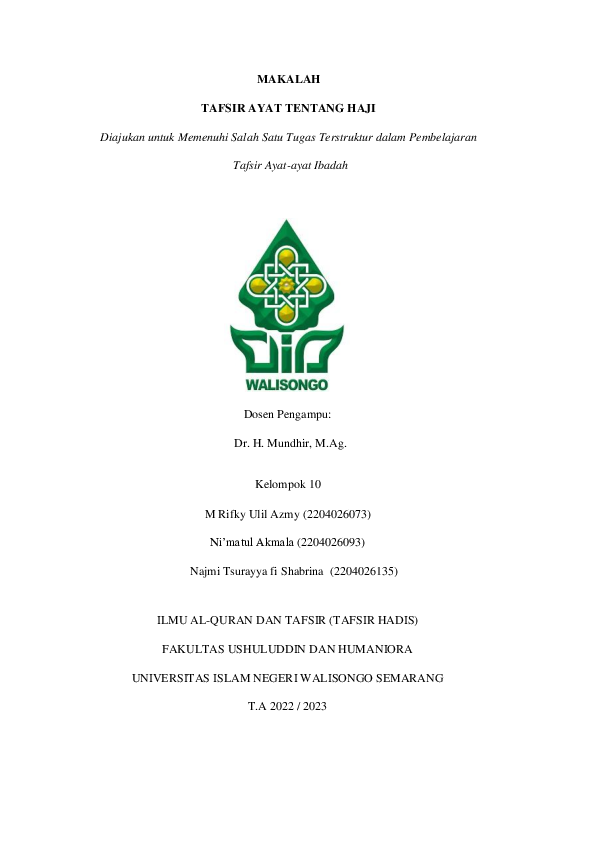(PDF) Makalah Tafsir Ayat Haji