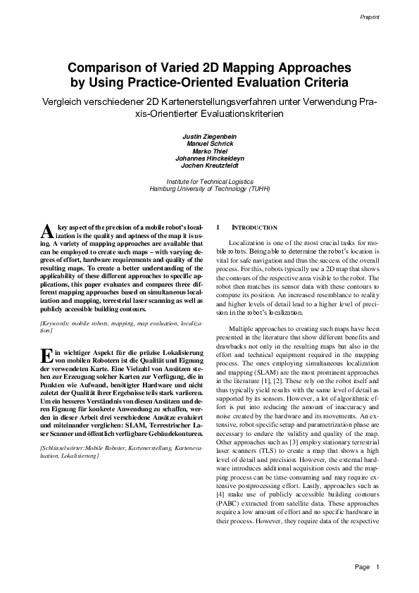 (PDF) Comparison of Varied 2D Mapping Approaches by Using Practice ...