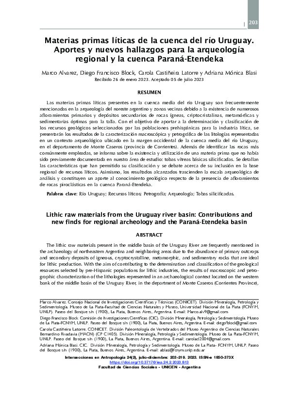 (PDF) Lithic raw materials from the Uruguay river basin: Contributions ...
