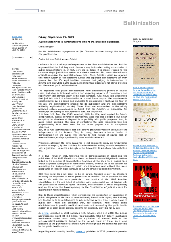 (PDF) Judicial deference to administrative action: the Brazilian ...