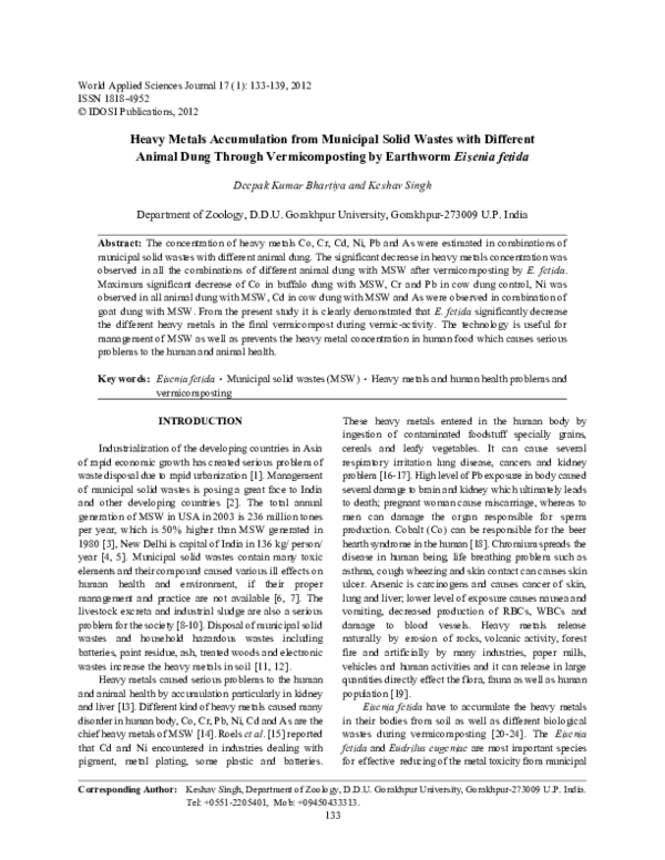 (PDF) Heavy Metals Accumulation from Municipal Solid Wastes with ...