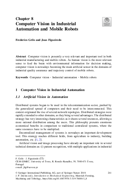 (PDF) Computer Vision in Industrial Automation and Mobile Robots