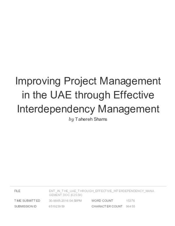 (PDF) Improving Project Management in the UAE through Effective Interdependency Management