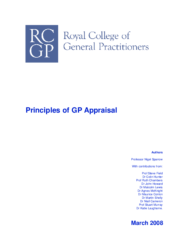(PDF) Principles of GP Appraisal