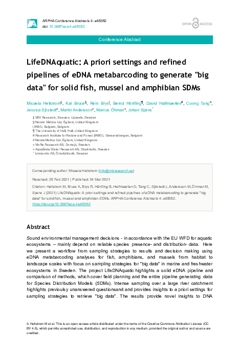 (PDF) LifeDNAquatic: A priori settings and refined pipelines of eDNA ...