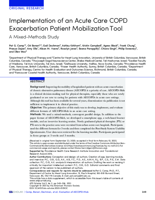 (PDF) Evaluating a COPD Patient Mobilization Tool in Acute Care
