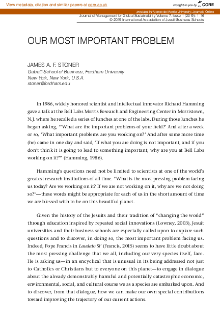 (PDF) Our Most Important Problem