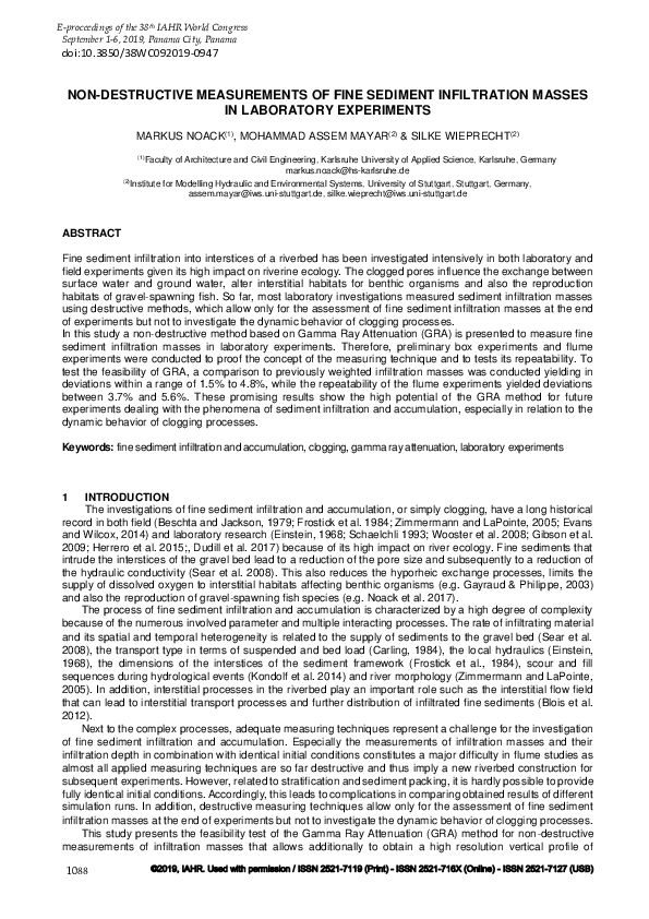 (PDF) Non-Destructive Measurements of Fine Sediment Infiltration Masses ...