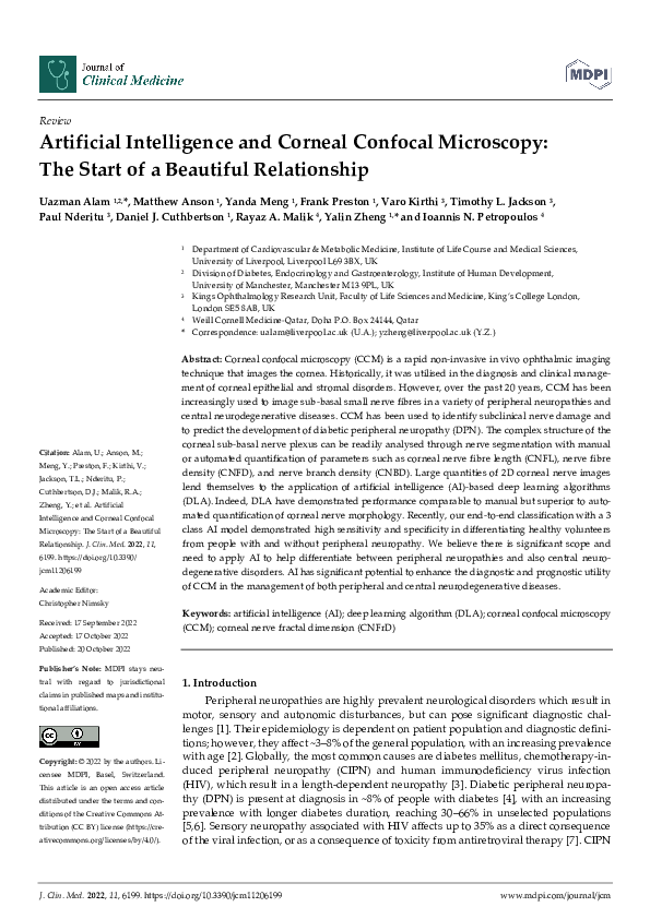 (PDF) Artificial Intelligence and Corneal Confocal Microscopy: The Start of a Beautiful ...
