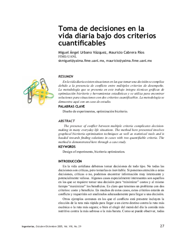(PDF) Toma de decisiones en la vida diaria bajo dos criterios ...
