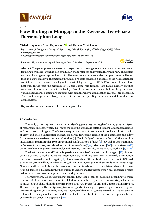 (PDF) Flow Boiling in Minigap in the Reversed Two-Phase Thermosiphon Loop
