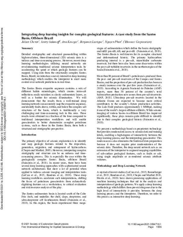 (PDF) Deep Learning for Geological Mapping in Santos