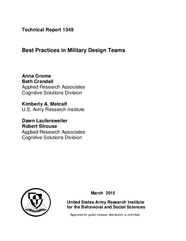(PDF) Best Practices in Military Design Teams