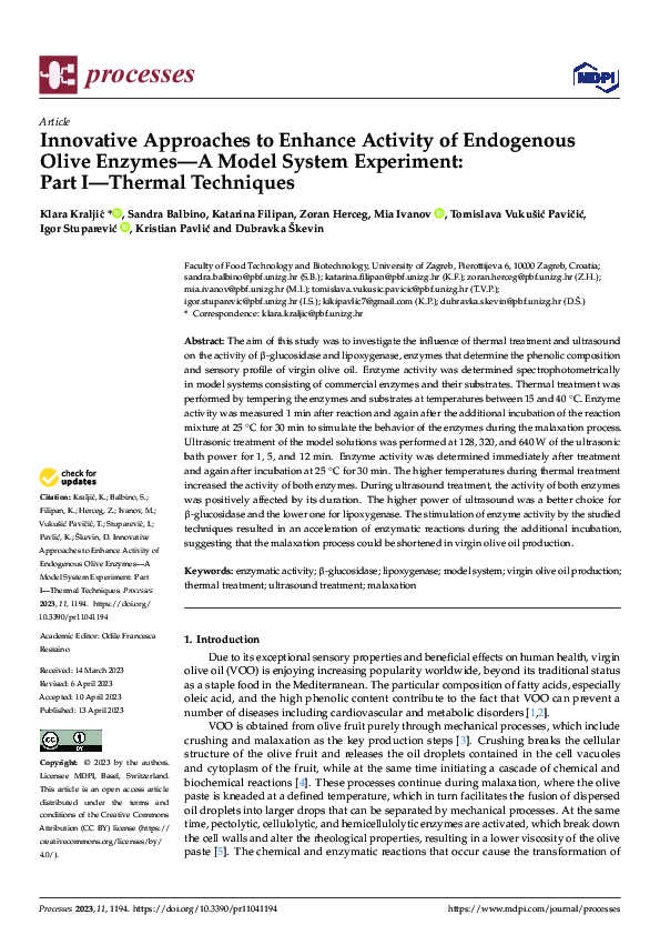 (PDF) Innovative Approaches to Enhance Activity of Endogenous Olive Enzymes—A Model System ...