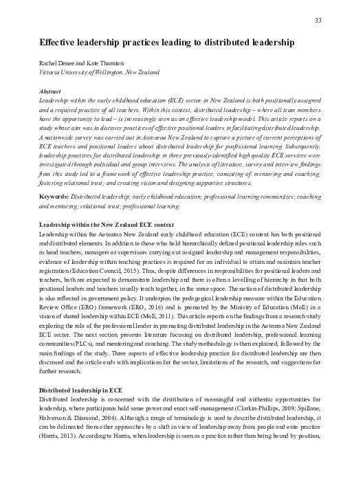 (PDF) Effective leadership practices leading to distributed leadership
