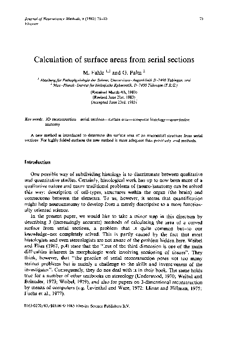 (PDF) Calculation of surface areas from serial sections