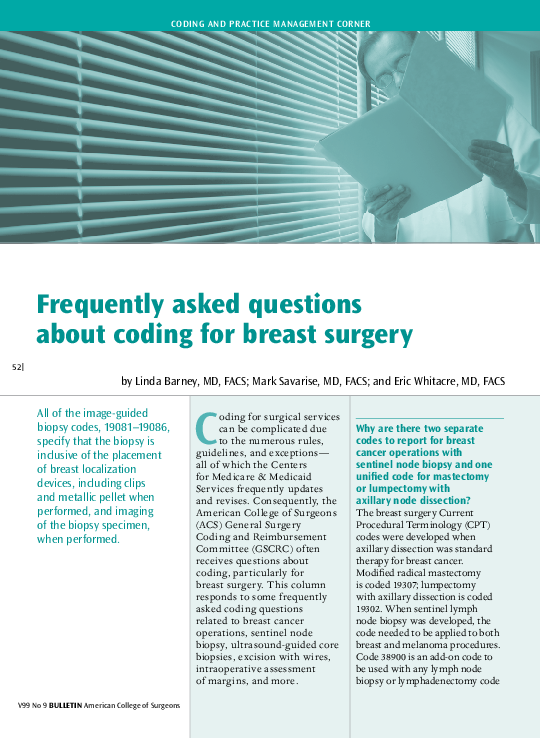 (PDF) Frequently asked questions about coding for breast surgery
