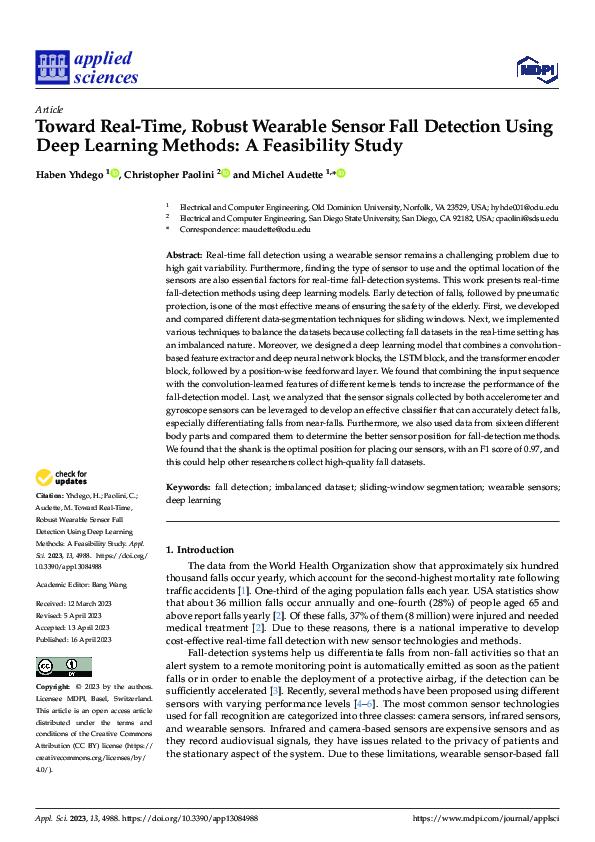 (PDF) Toward Real-Time, Robust Wearable Sensor Fall Detection Using Deep Learning Methods: A ...