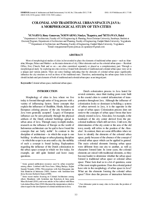 (PDF) Colonial and Traditional Urban Space in Java: A Morphological ...