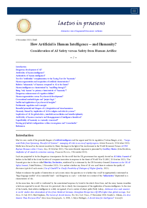 (PDF) How Artificial is Human Intelligence -- and Humanity ...
