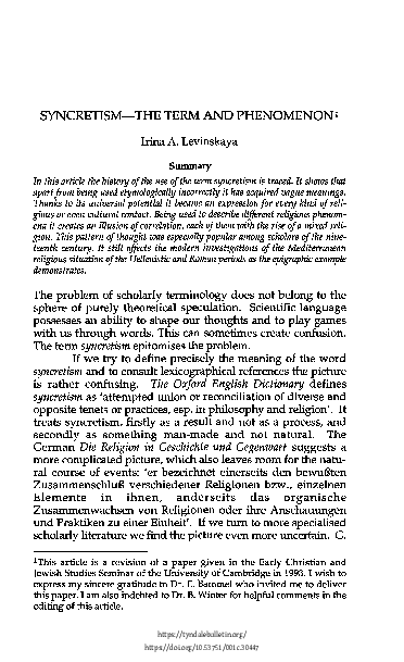 (PDF) Syncretism –The Term and Phenomenon