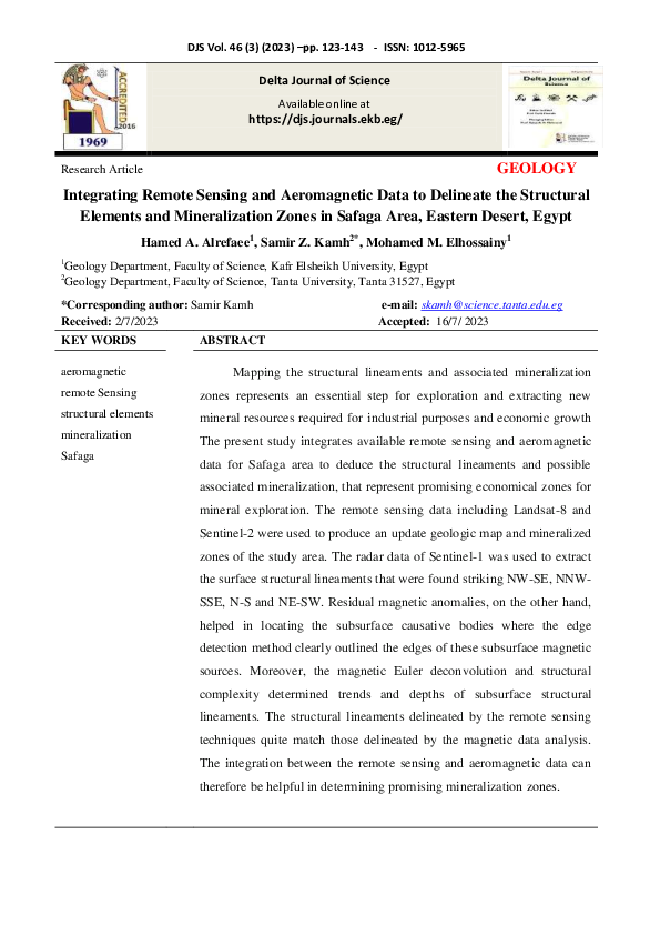 (PDF) Integrating the remote sensing and aeromagnetic data to delineate the structural elements ...
