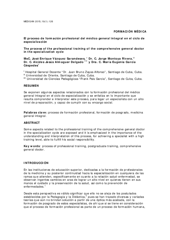 (PDF) El proceso de formación profesional del médico general integral ...