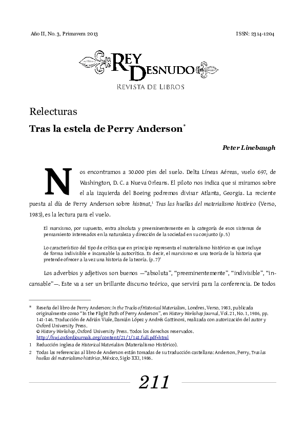 (PDF) In the Flight Path of Perry Anderson