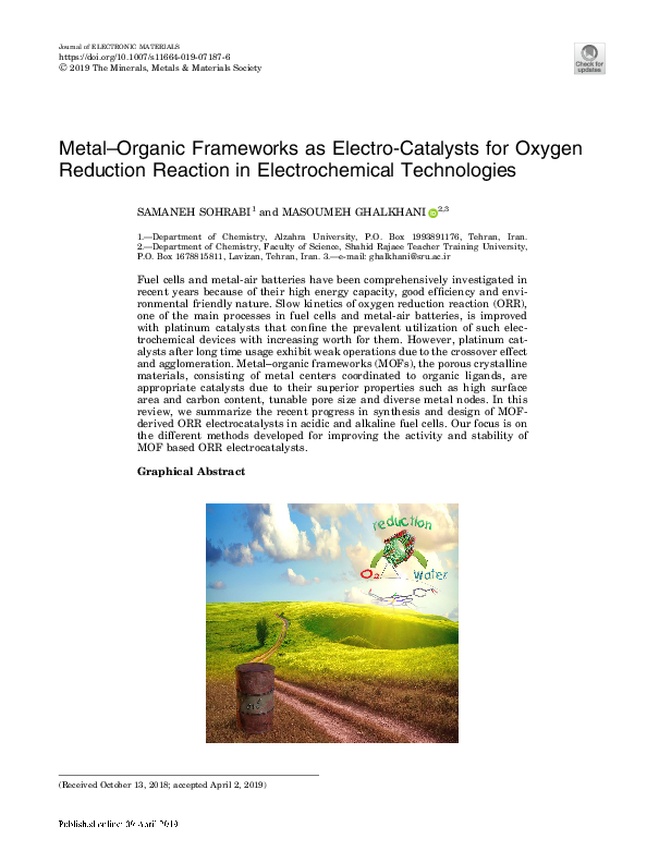 (PDF) Metal–Organic Frameworks as Electro-Catalysts for Oxygen Reduction Reaction in ...