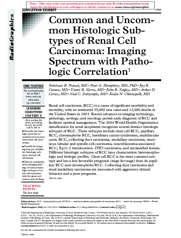 (PDF) Common and Uncommon Histologic Subtypes of Renal Cell Carcinoma ...
