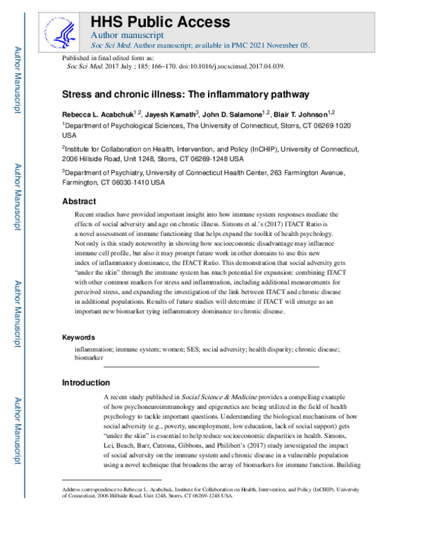 (PDF) Stress and chronic illness: The inflammatory pathway